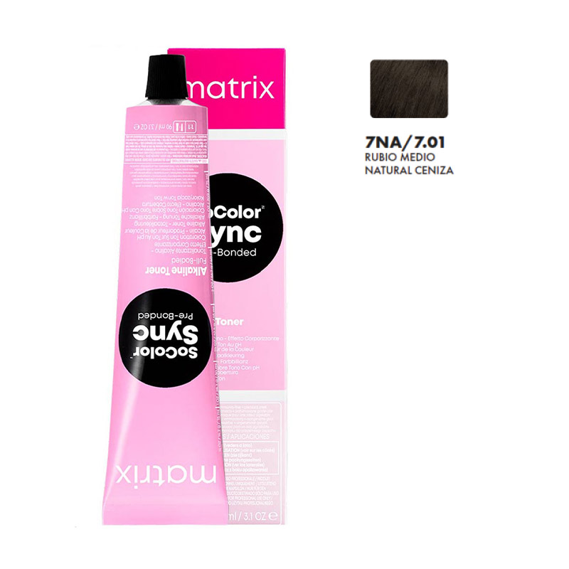 MATRIX SOCOLOR SYNC- tintura tono sobre tono rubio medio natural ceniza ...
