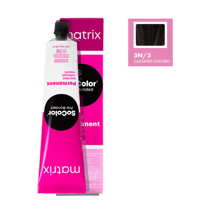 MATRIX SOCOLOR- tintura permanente castaño oscuro 3N 90ml | Perfumería ...
